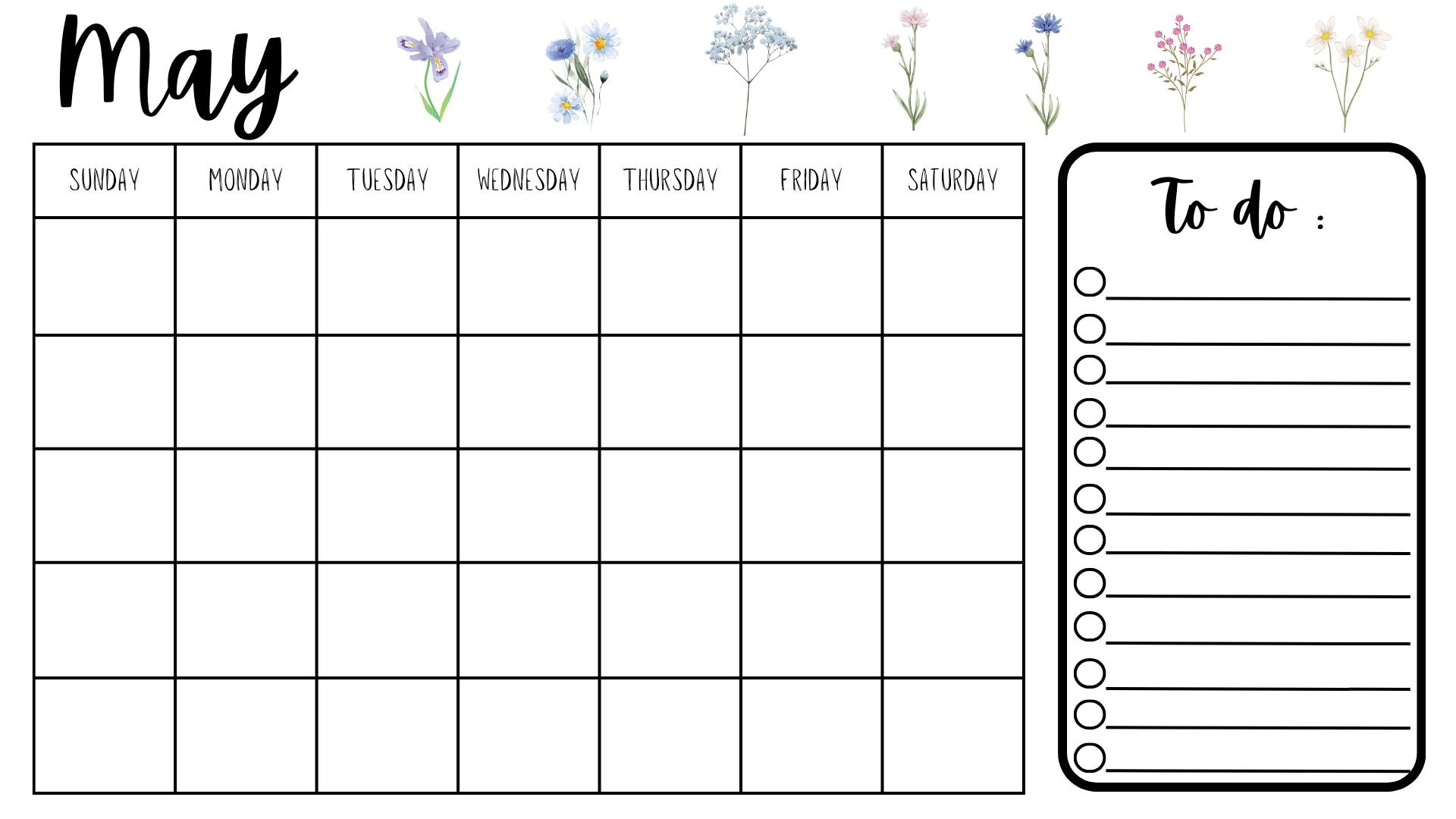 Yearly Calendar and to Do List Printable - Etsy