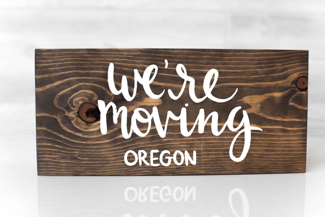 Hand Painted Calligraphy Wooden We're Moving 6x12 Sign Wedding ...