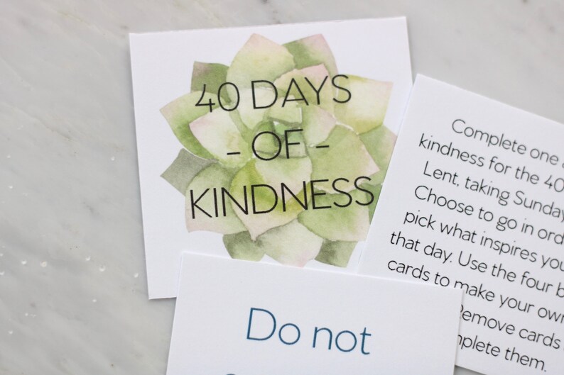 40 Days of Kindness Card Set Lent Activity Catholic Home - Etsy
