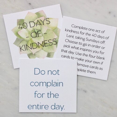 40 Days of Kindness Card Set Lent Activity Catholic Home - Etsy