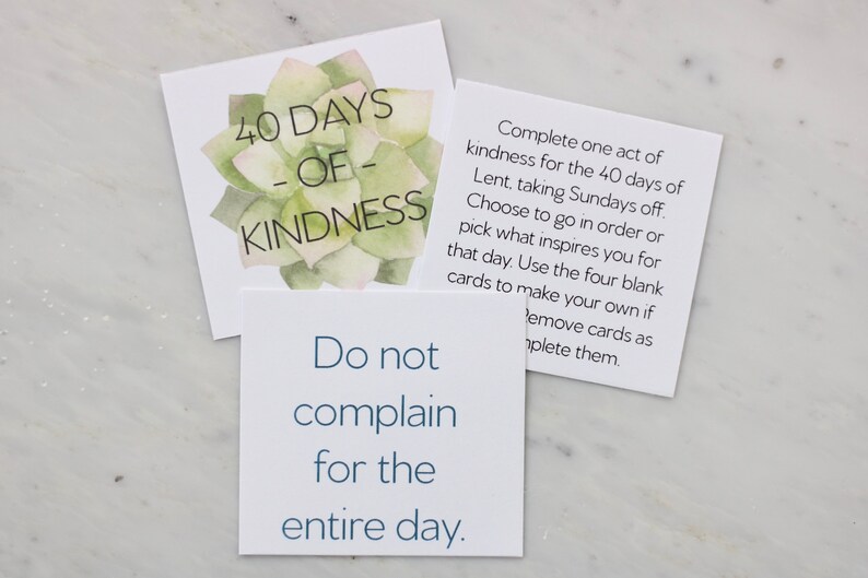 40 Days of Kindness Card Set Lent Activity Catholic Home - Etsy