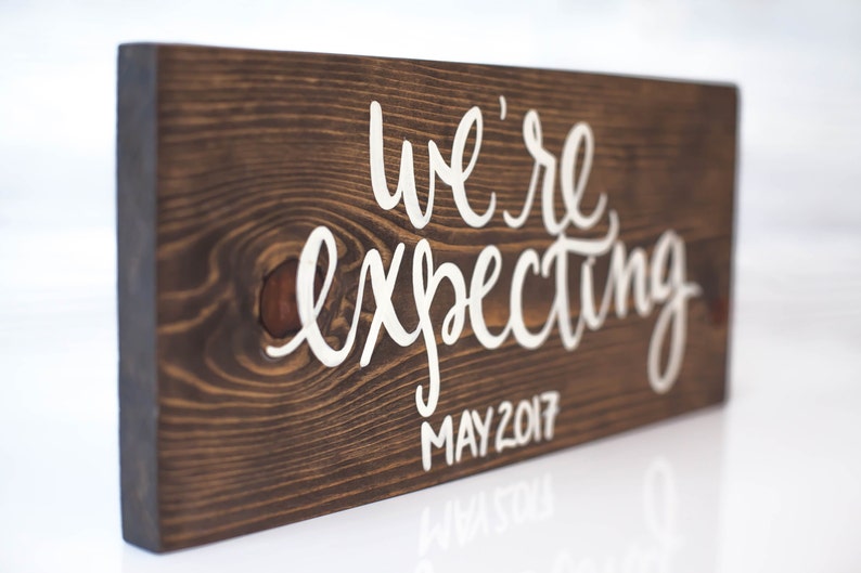 Hand Painted Calligraphy Wooden We're Expecting 6x12 Sign - Etsy