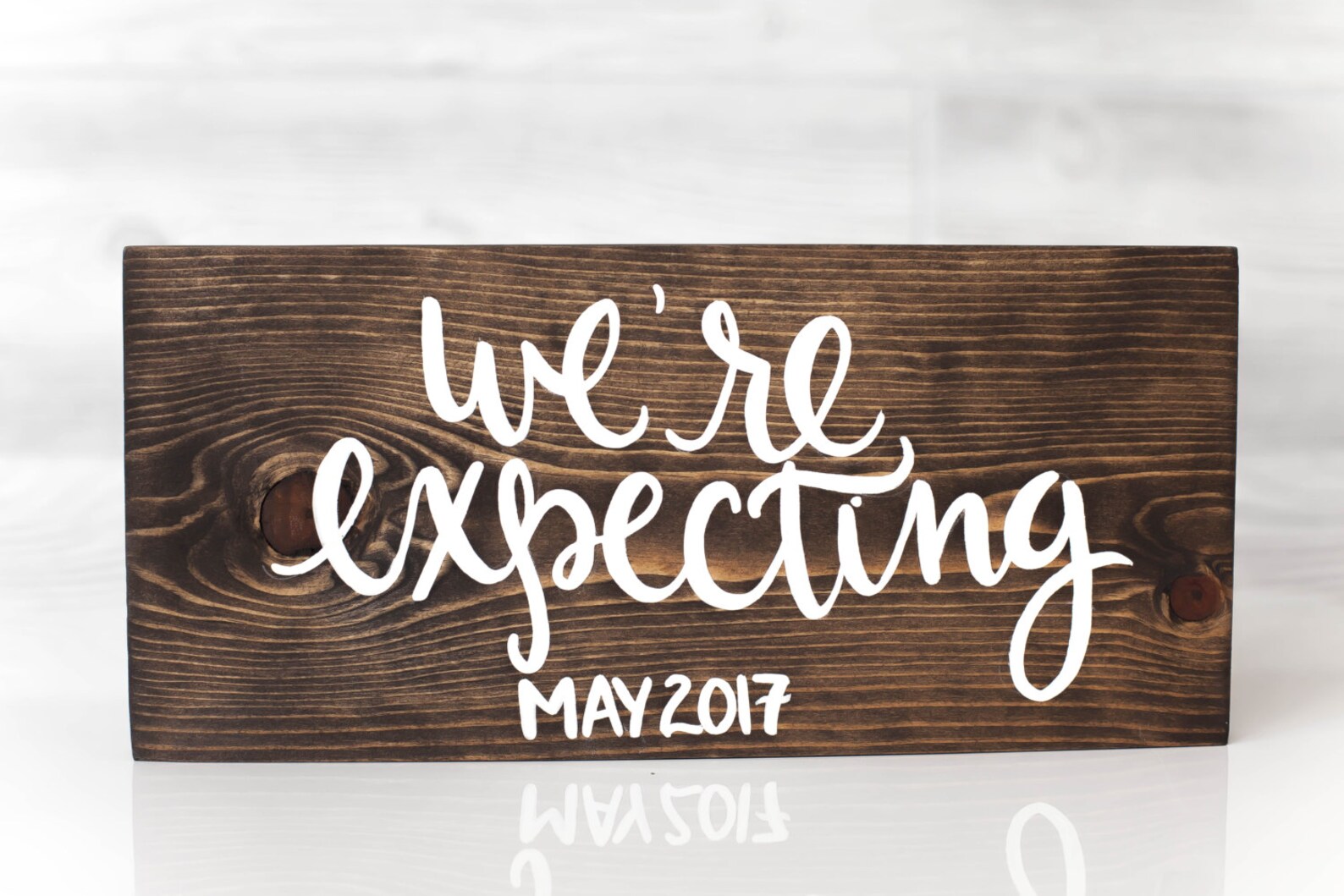 Hand Painted Calligraphy Wooden We're Expecting 6x12 Sign - Etsy