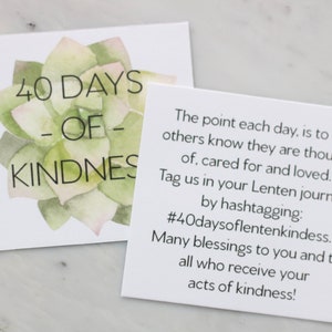 40 Days of Kindness Card Set, Lent Activity, Catholic Home, Prayer and ...