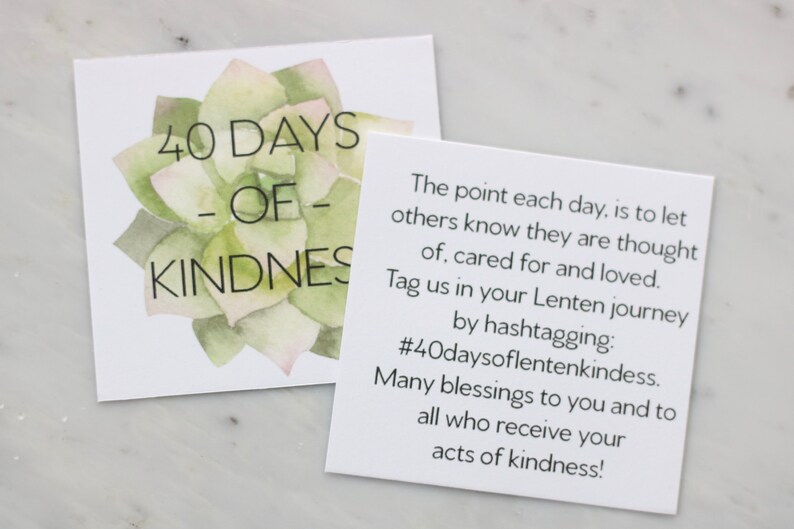 40 Days of Kindness Card Set Lent Activity Catholic Home - Etsy