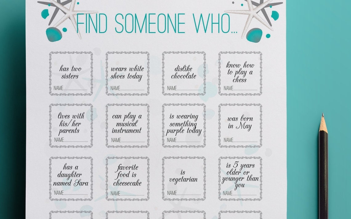 Wedding Game ''find Someone Who..'' Bundle, Wedding Icebreaker for ...