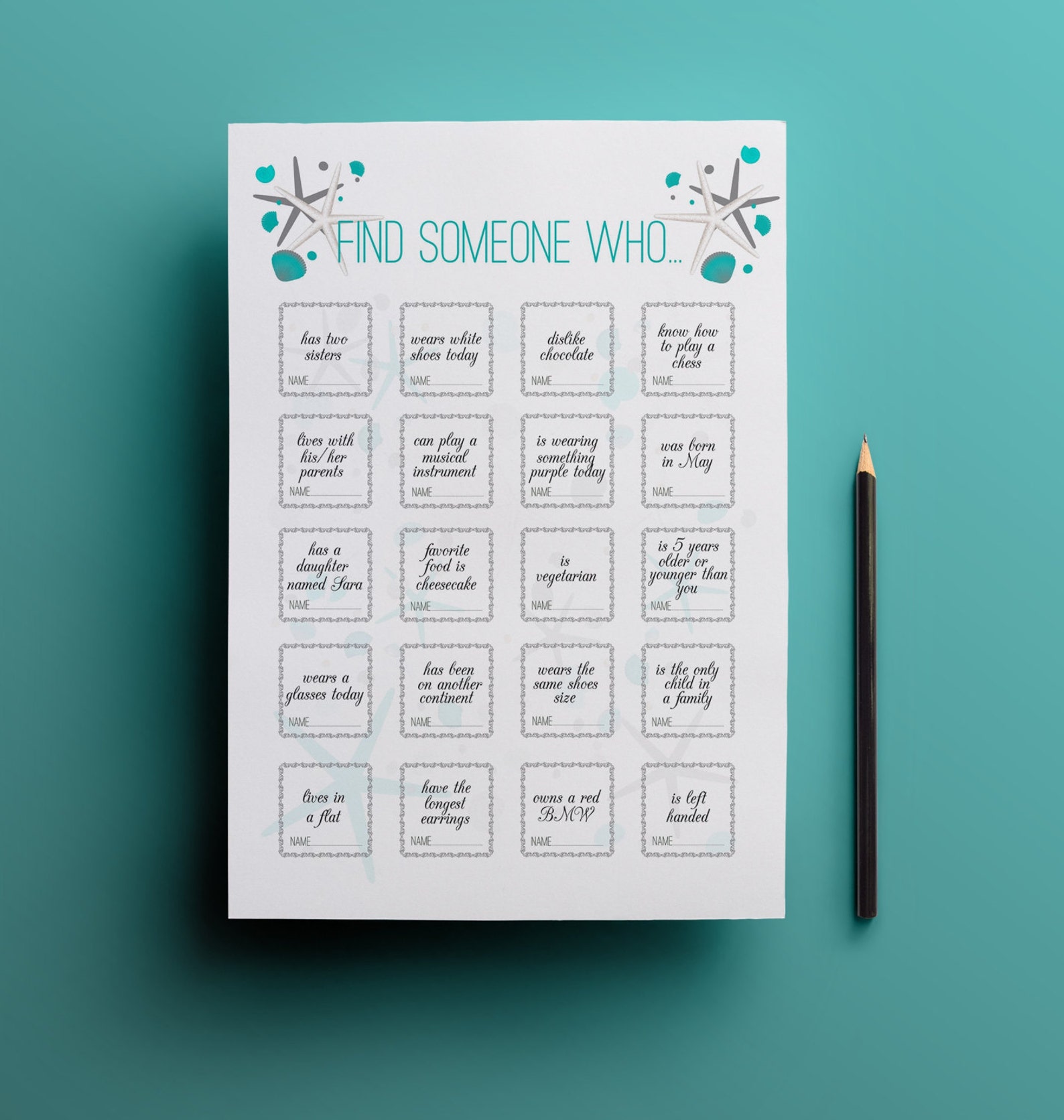 Wedding Game ''find Someone Who..'' Bundle, Wedding Icebreaker for ...