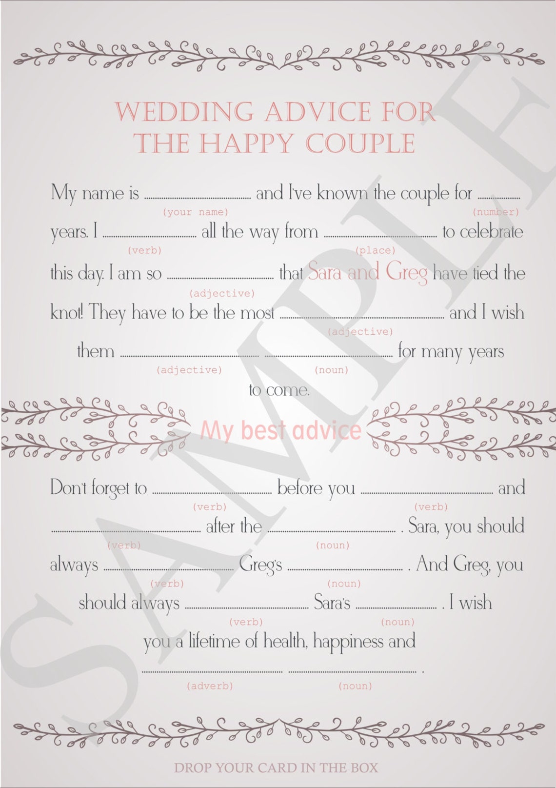 Wedding Mad Libs, Wedding Reception Games, Marriage Advice, Wedding ...
