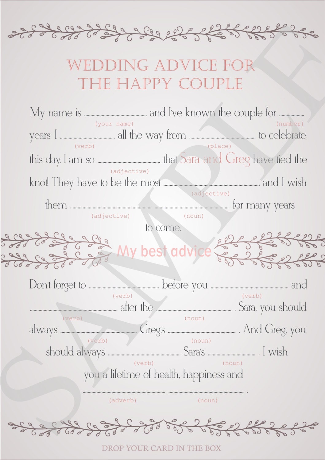 Wedding Mad Libs, Wedding Reception Games, Marriage Advice, Wedding ...