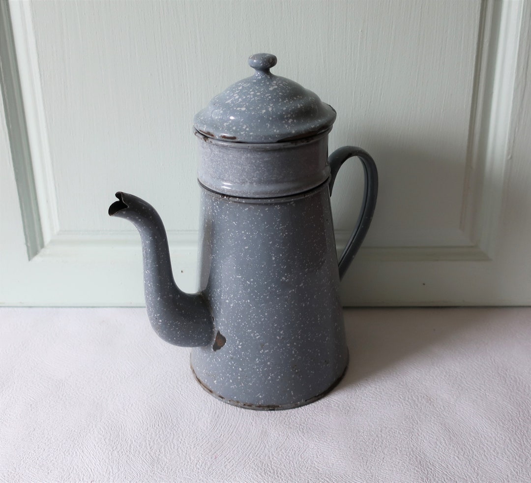 French Coffee Pot– Vintage Enamel Coffee Jug ,cafetière Emaillée Bleue ...