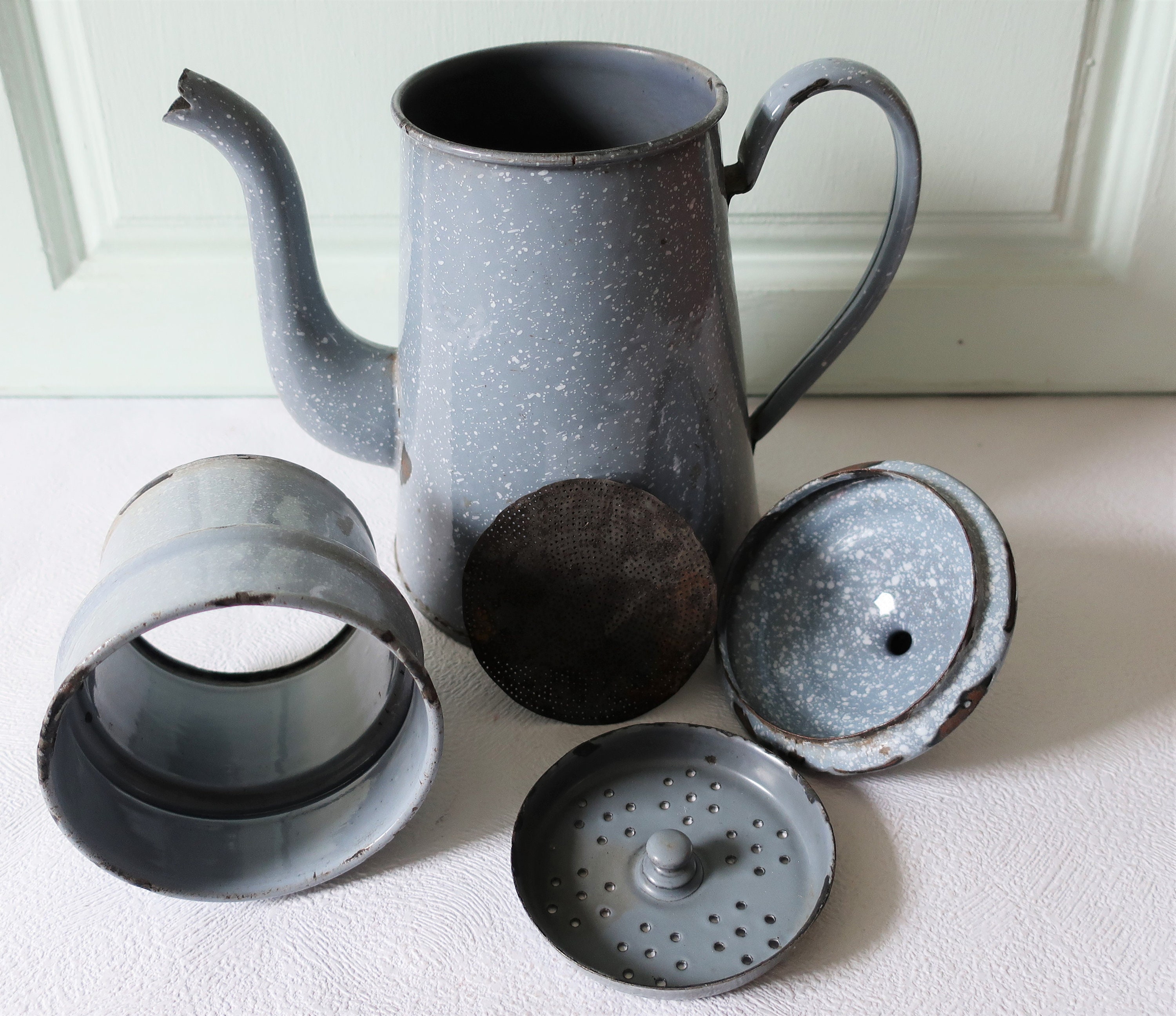 French Coffee Pot Vintage Enamel Coffee Jug cafetière - Etsy