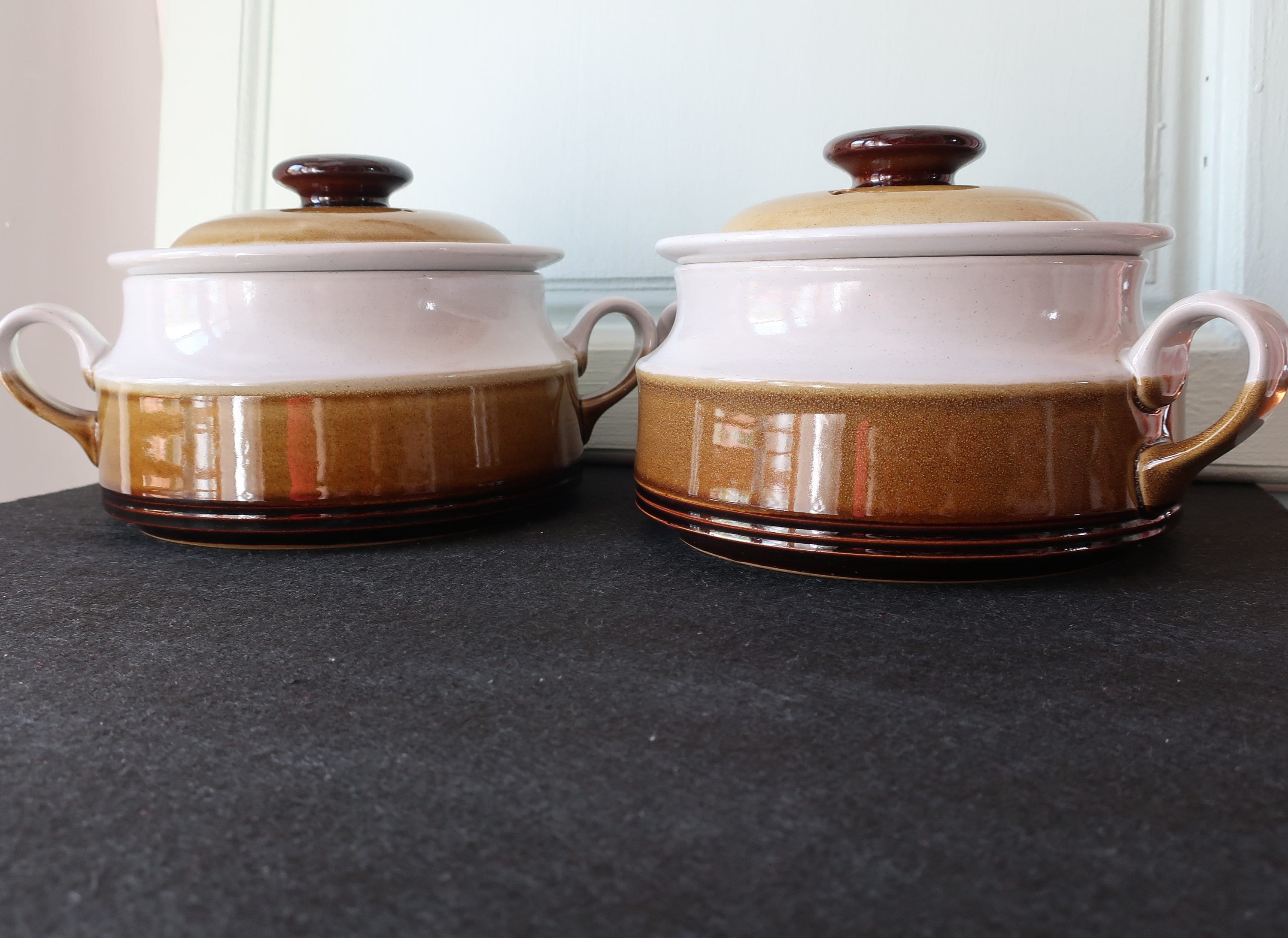 Denby Glazed Stoneware Casserole Dish Cream and Brown Denby - Etsy