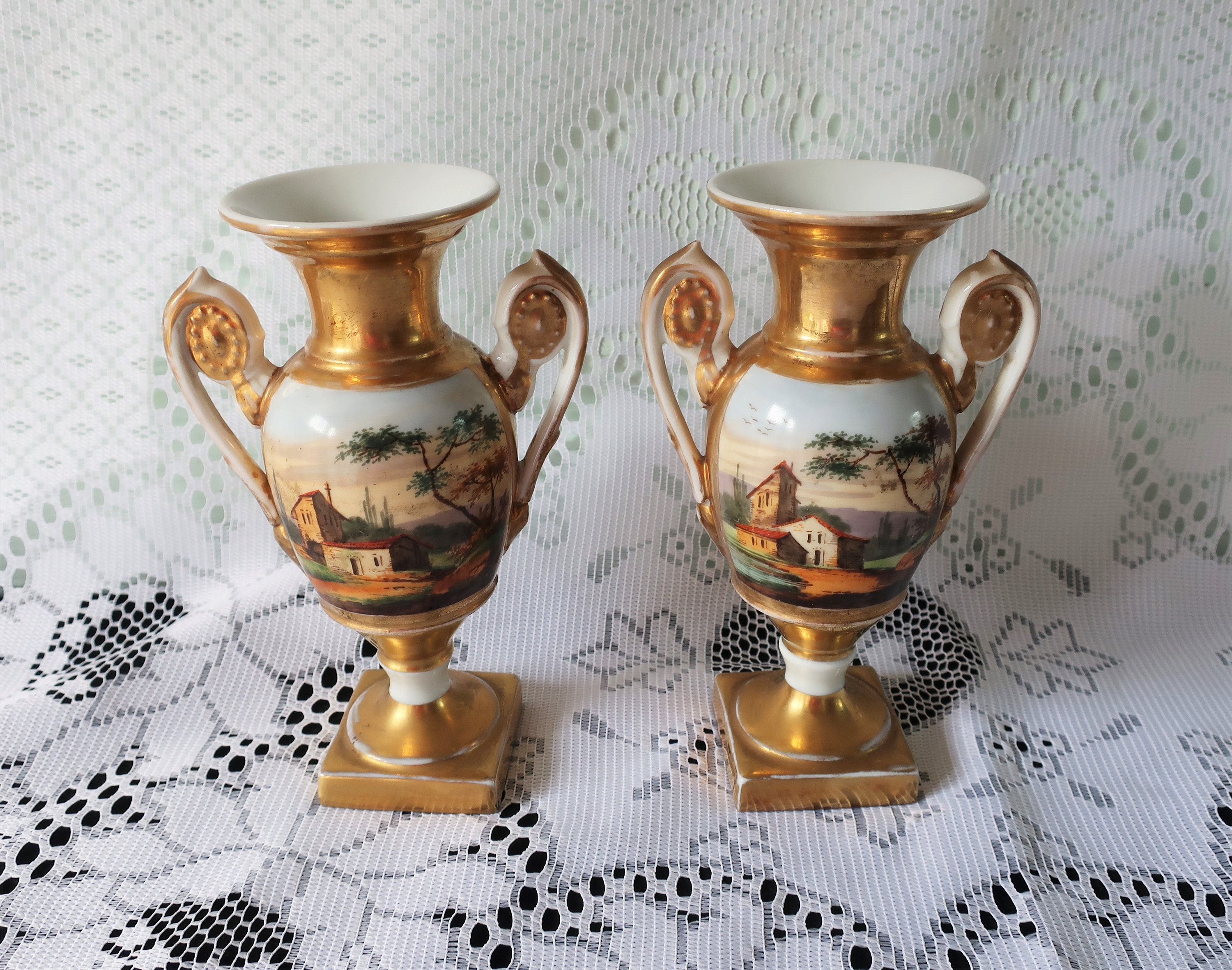 A Pair of Hand Painted Limoges Vases - Etsy