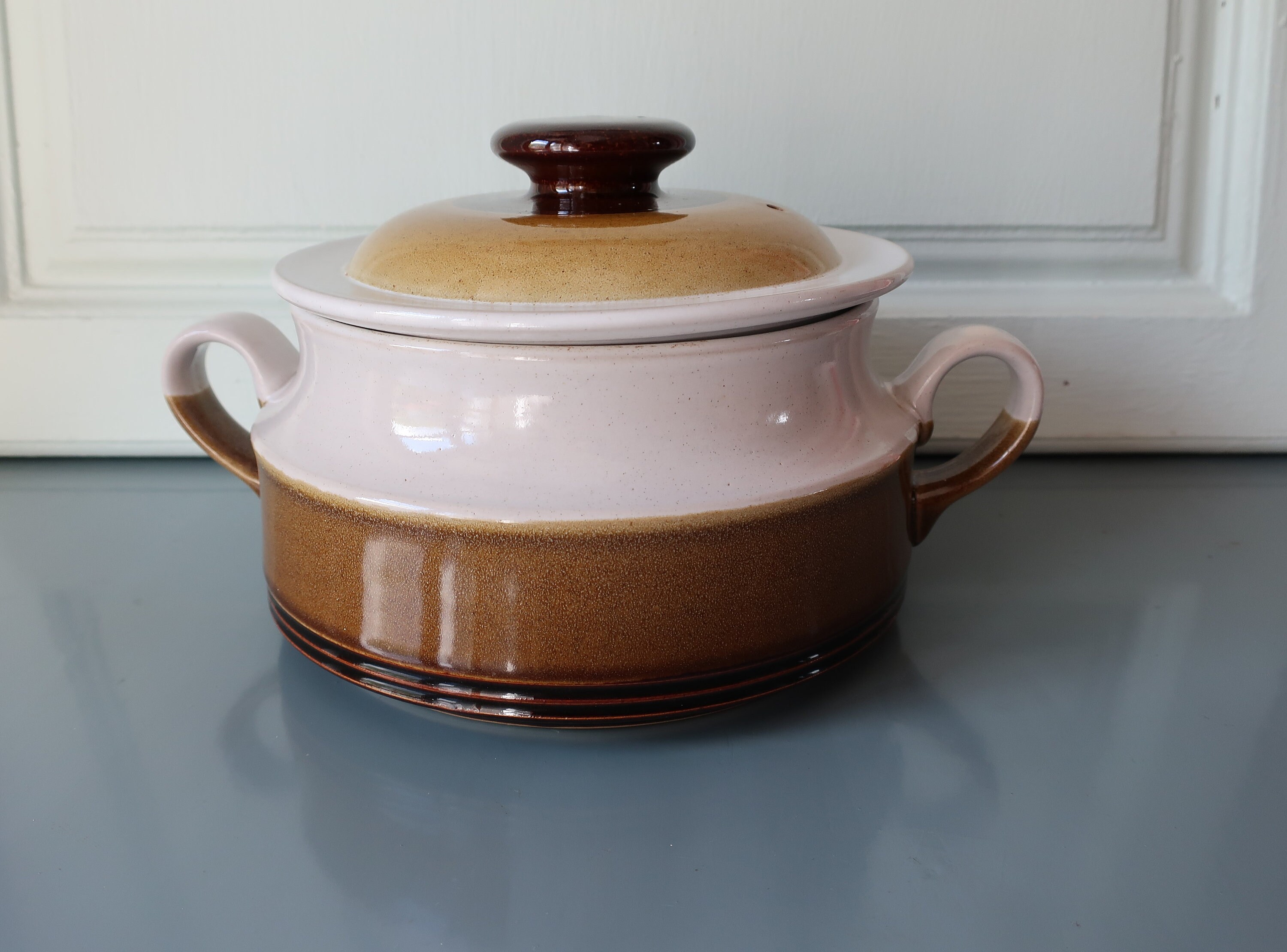 Denby Glazed Stoneware Casserole Dish Cream and Brown Denby - Etsy