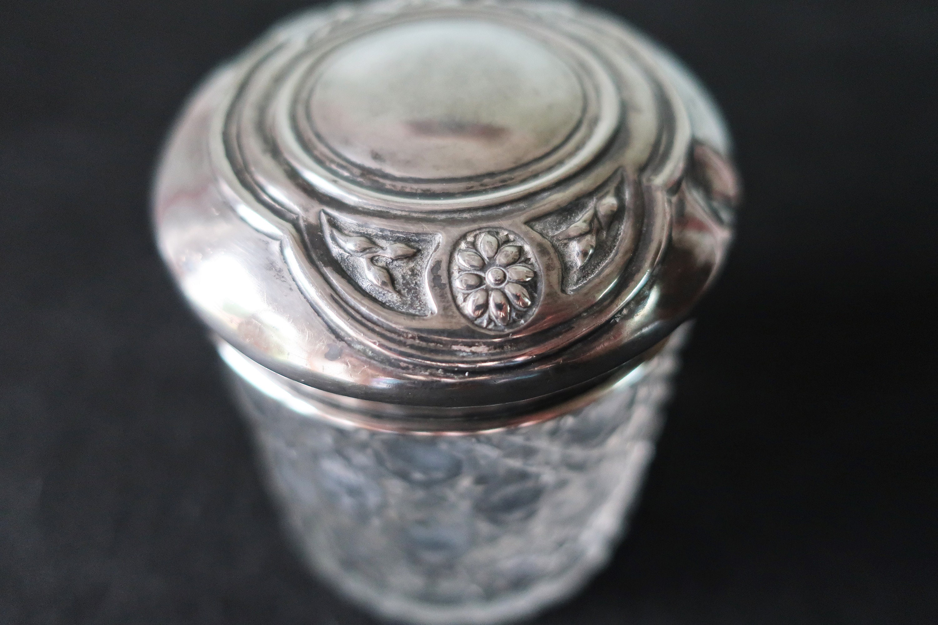 An English Vanity Powder Pot Cut Glass With Silver Lid - Etsy