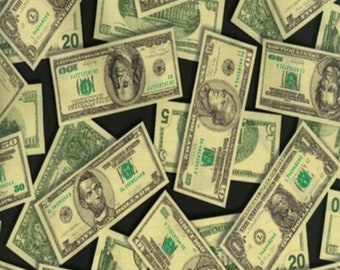 Novelty Tossed Money 100% Cotton Fabric, Fat Quarter, FQ, by the Yard ...