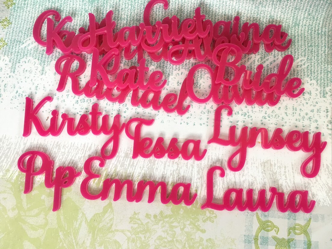Personalised Wedding Pink Names Acrylic Name Cards Wedding - Etsy