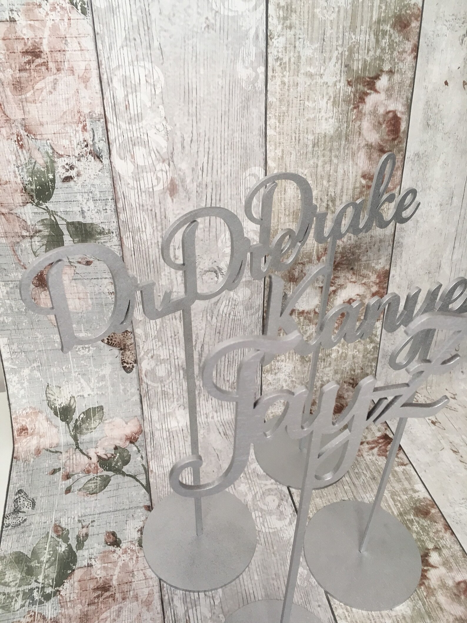 Personalised Wedding Names Name Cards Table Names Silver - Etsy UK