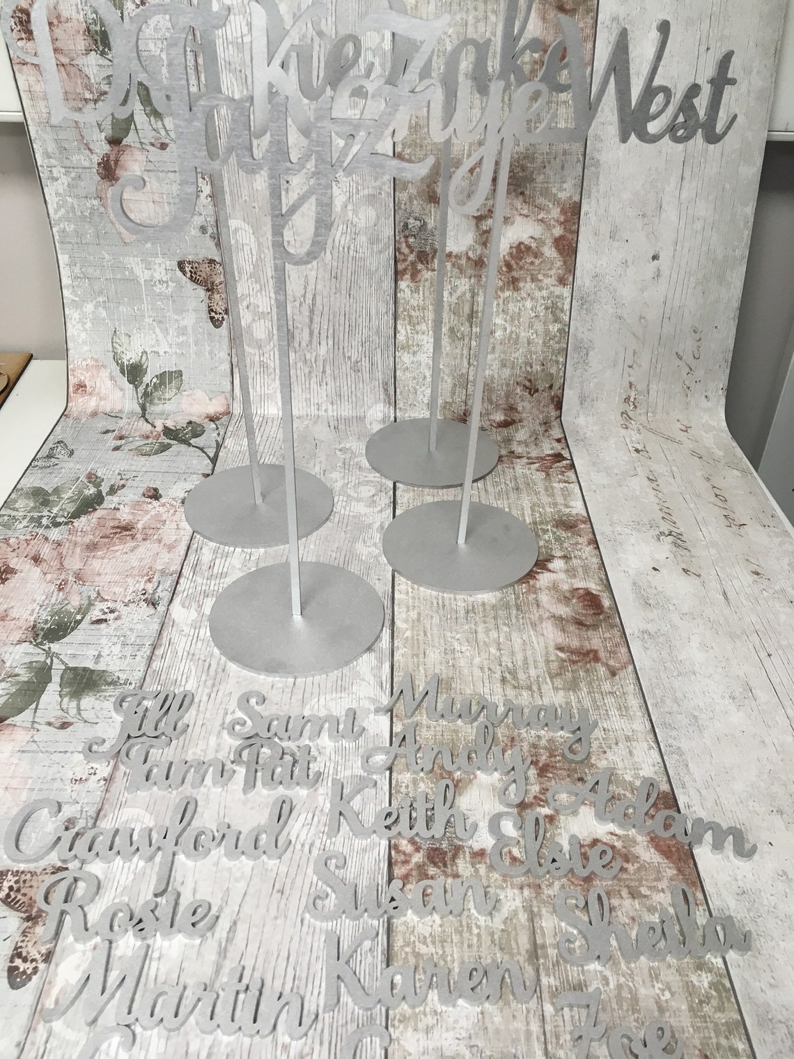 Personalised Wedding Names Name Cards Table Names Silver - Etsy UK