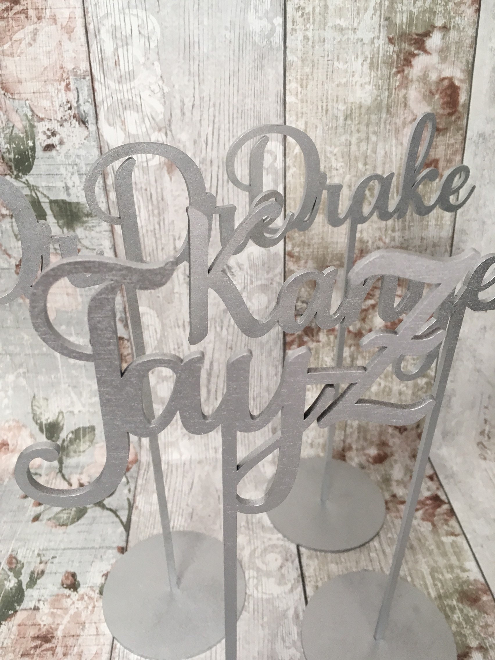 Personalised Wedding Names Name Cards Table Names Silver - Etsy UK