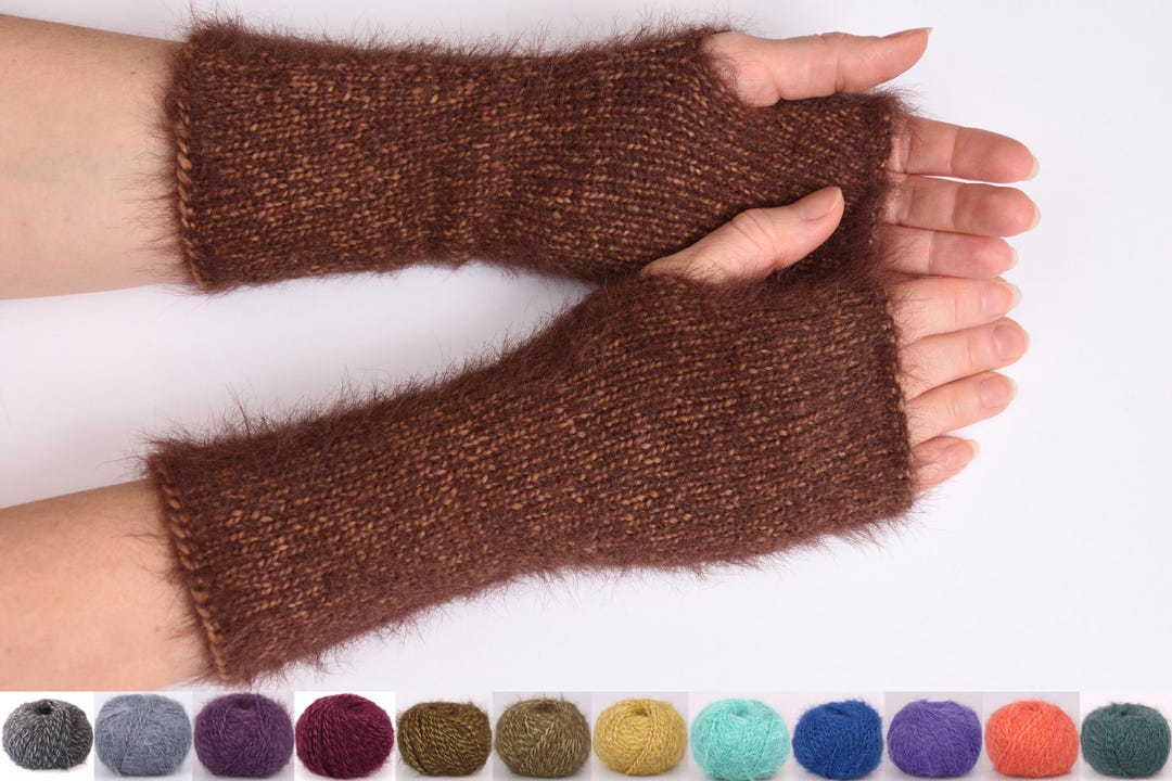 Knit Fingerless Gloves Women Winter Fingerless Mittens Hand Warmers ...