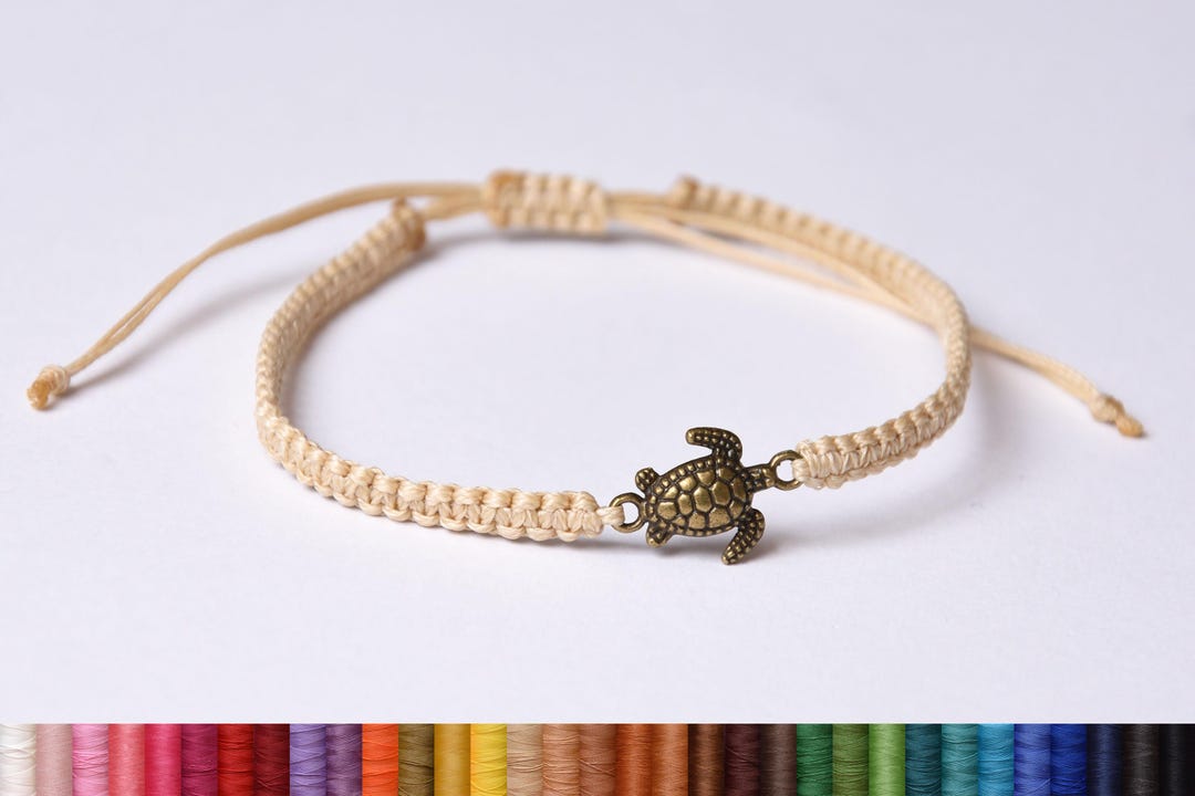Waterproof Turtle Ankle Bracelet Macrame Square Knot Bracelet ...