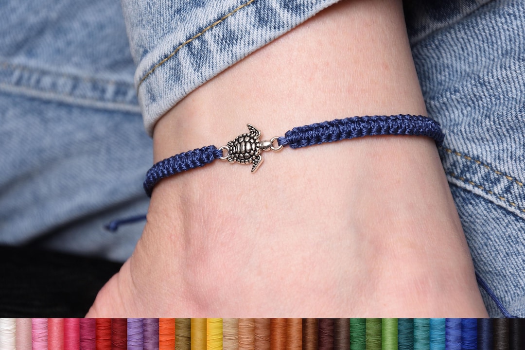 Waterproof Turtle Ankle Bracelet Macrame Square Knot Bracelet ...