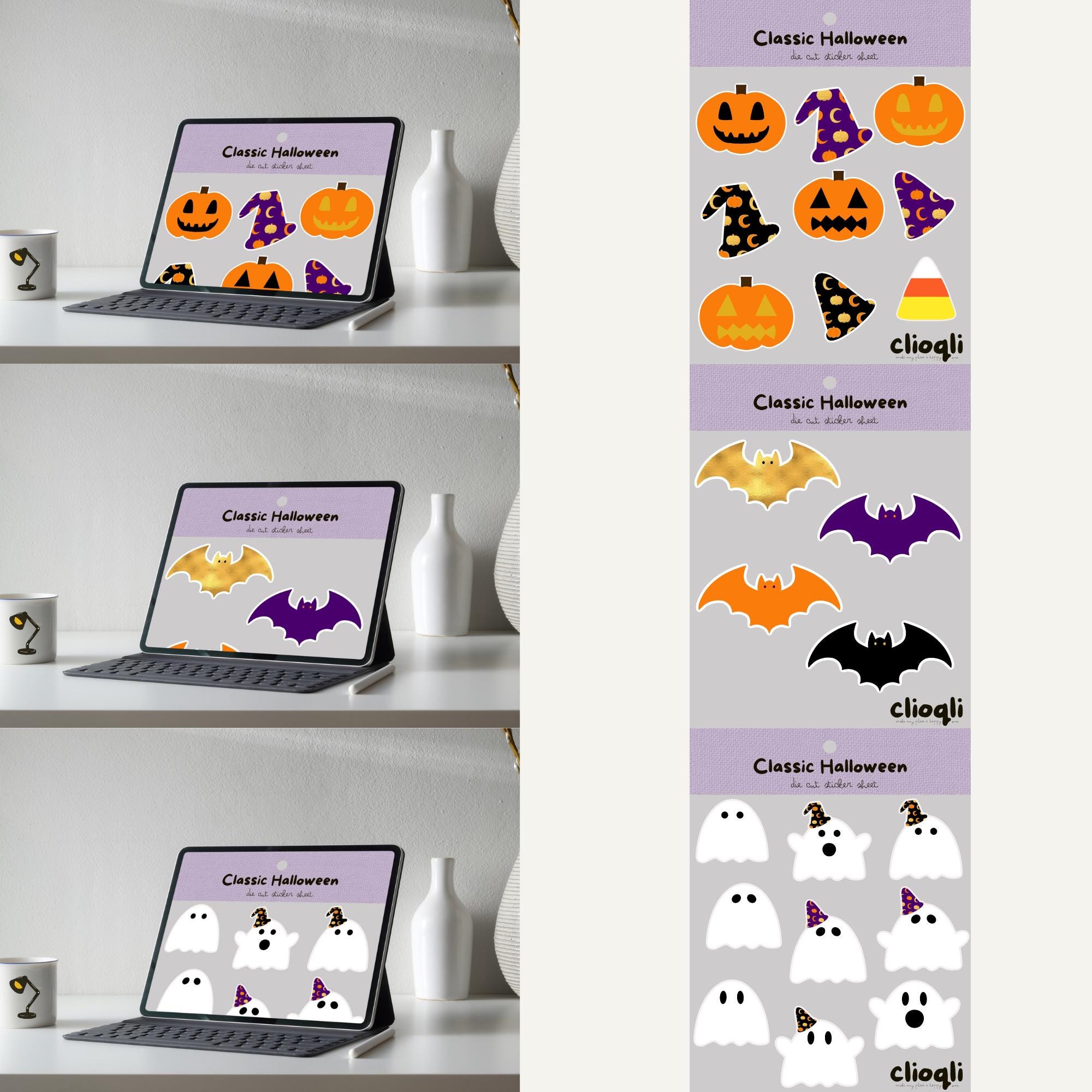 Classic Halloween Die Cut Sticker Set Goodnotes Files Pngs for Digital ...