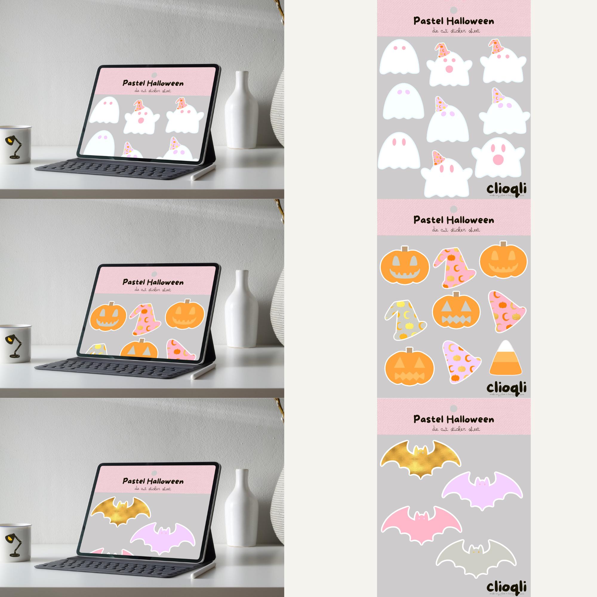 Pastel Halloween Die Sticker Set Goodnotes Files Pngs for Digital ...