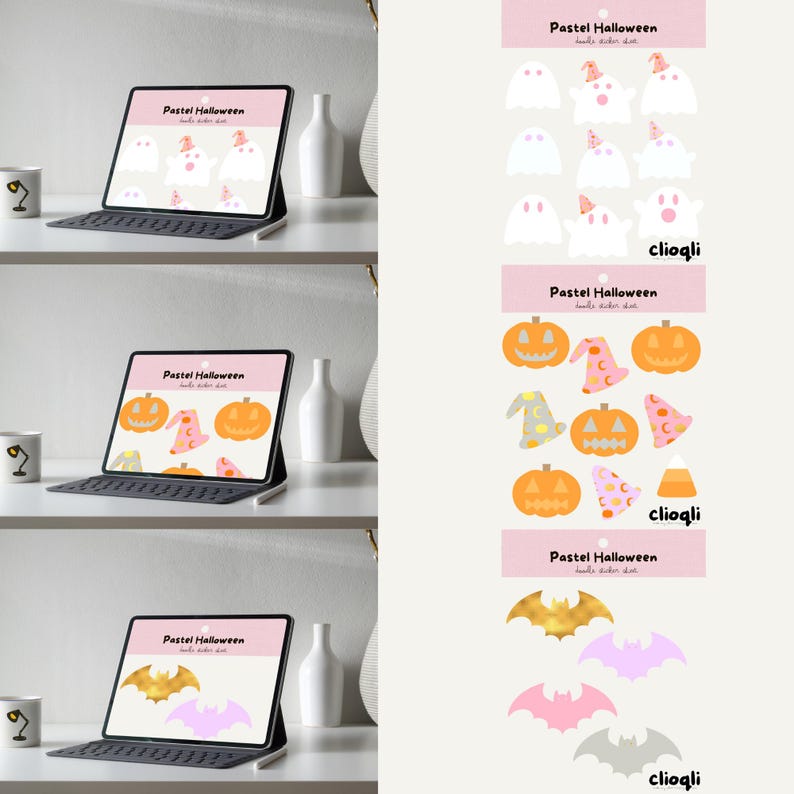 Pastel Halloween Doodle Sticker Set Goodnotes Files Pngs for Digital ...