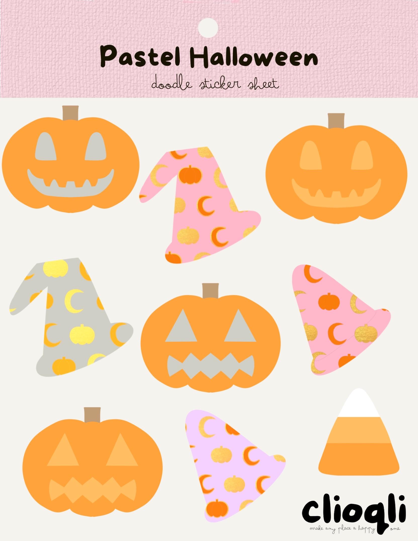 Pastel Halloween Doodle Sticker Set Goodnotes Files Pngs for Digital ...