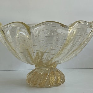 Large Murano Compote Glass Punch Bowl Mid Century Modern Venetian Glass ...