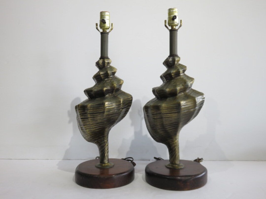 Pair of Bronze Conch Shell Lamps Mid Century Modern Lighting - Etsy