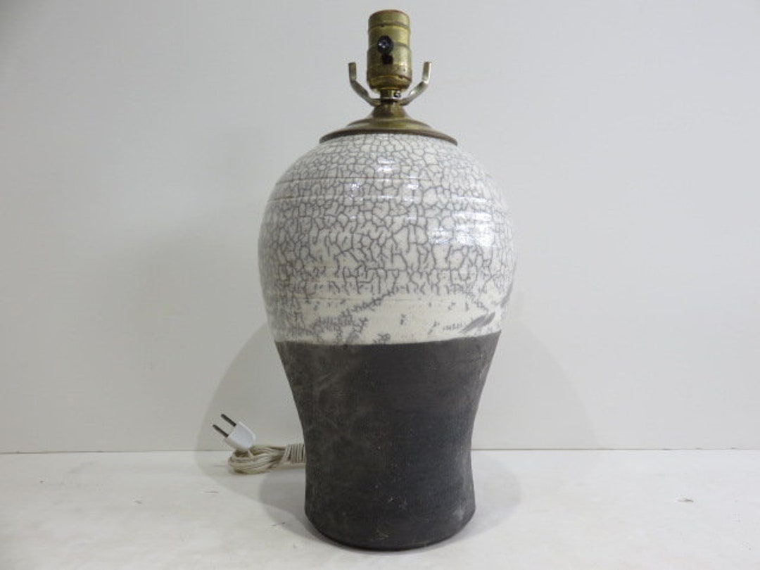 Signed Ray Gross Studio Raku Pottery Lamp Mid Century Modern Lighting ...