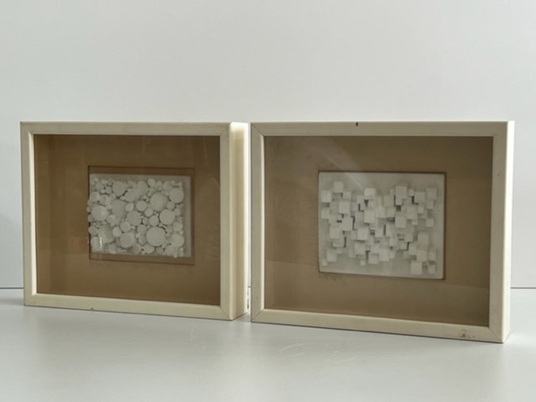 Pair of Jack Eisner Modernist Wood Block Wall Sculptures Mid Century ...