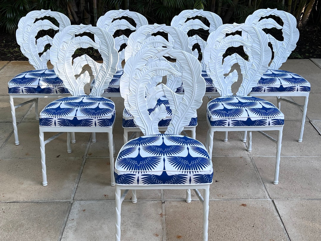 Set of Eight Veneman Collection Tropitone Banana Leaf Aluminum Patio ...