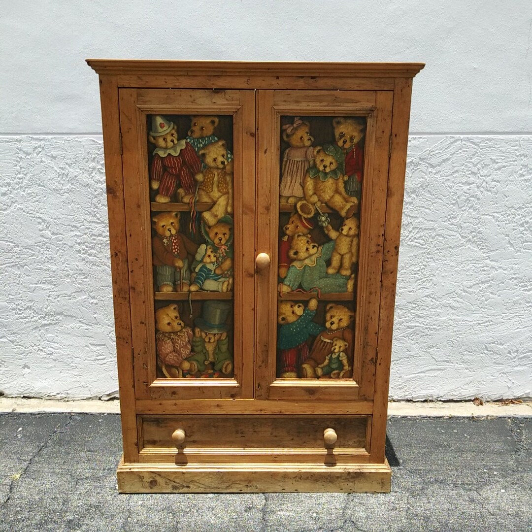 Hand Painted Cabinet With Double Doors and One Drawer With Painted ...