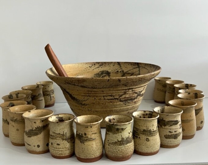 Large Studio Pottery Punch Bowl Set by Jim Davis Mid Century Modern ...