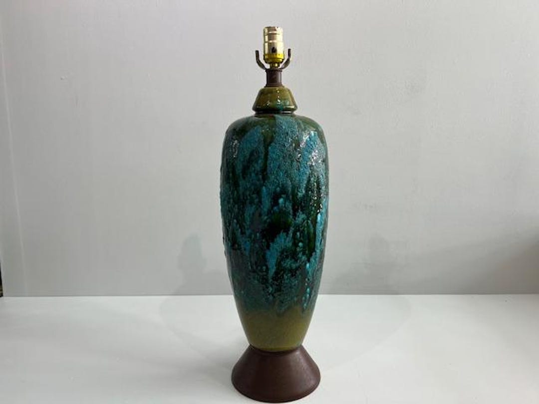 Blue and Green Bitossi Style Ceramic Lamp Mid Century Modern Lightning ...