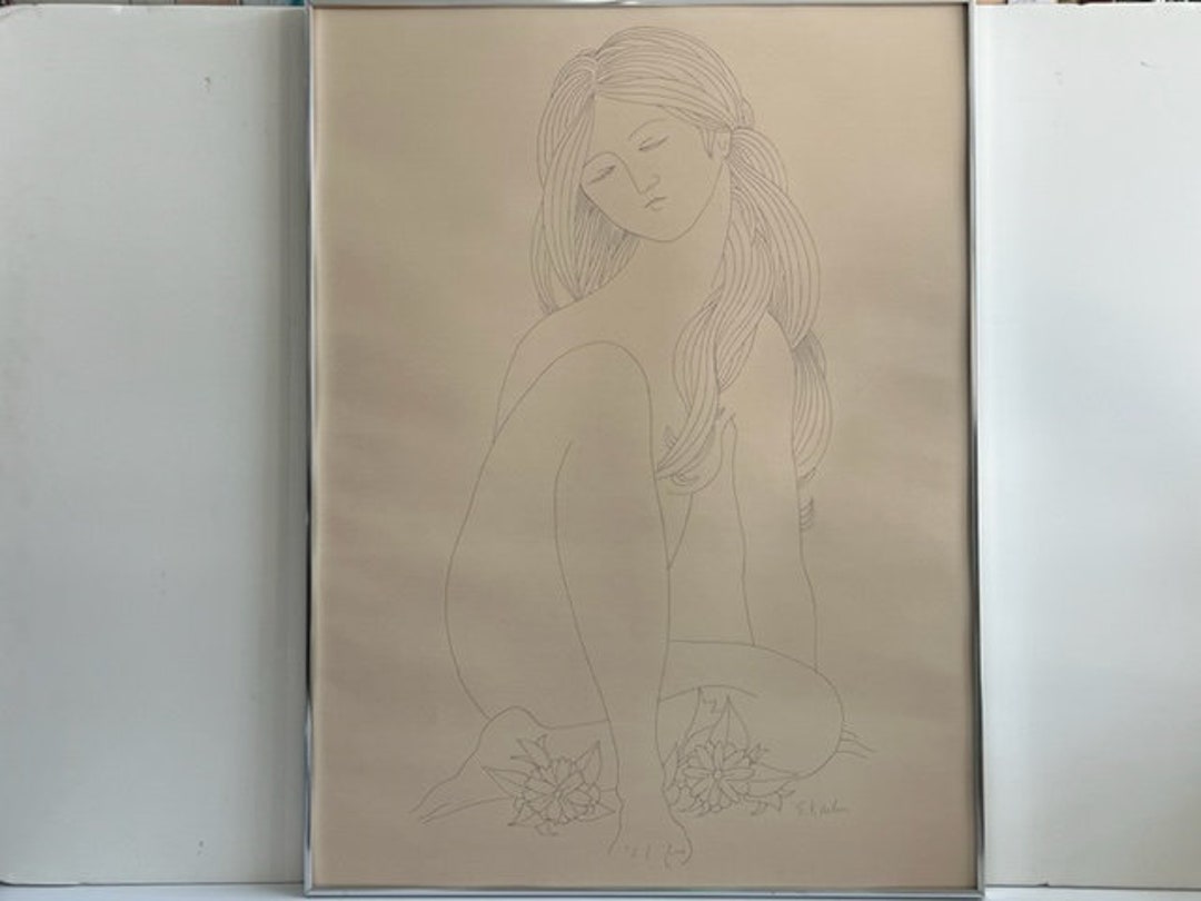 Eugene Karlin Signed Original Graphite Nude Female Drawing Paper Mid ...