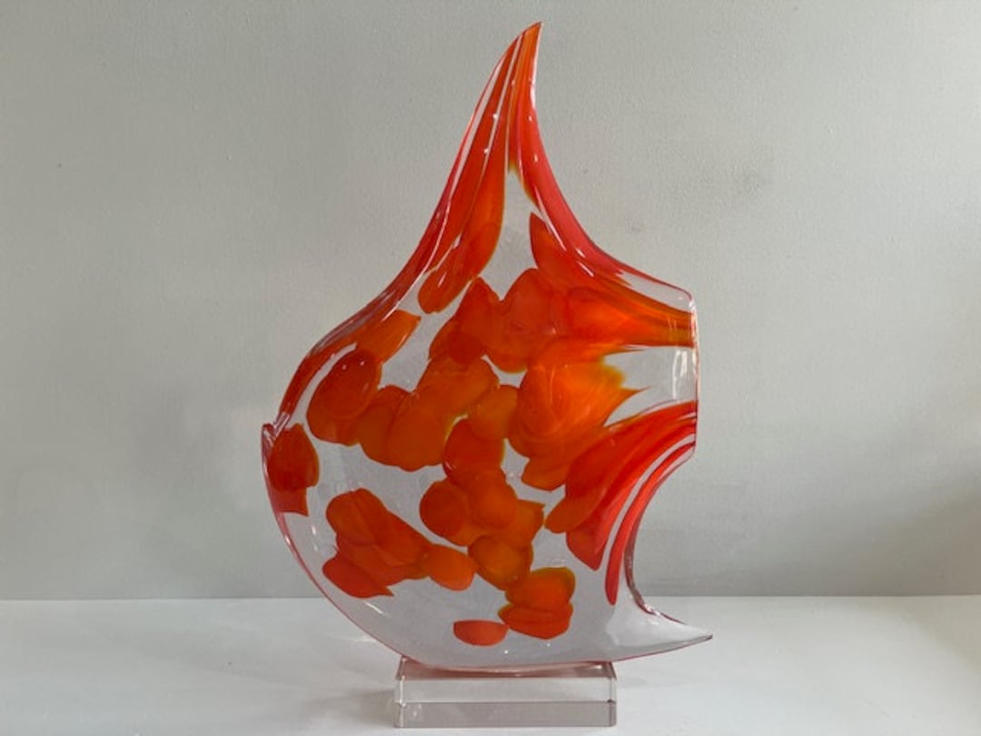 Large Stylized Studio Art Glass Sculpture Mid Century Modern Fish - Etsy