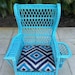 Early Turquoise Painted Wicker High Back Chair Mid Century Modern ...