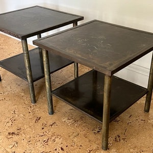 Signed Pair of Philip and Kelvin Laverne Bronze Side Tables Mid Century ...
