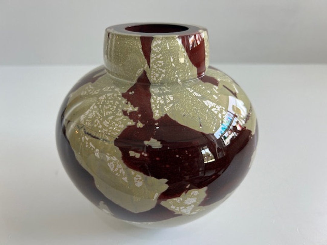 Randi Solin Hand Blown Sculptural Art Glass Gold Ruby Emperor Vessel ...