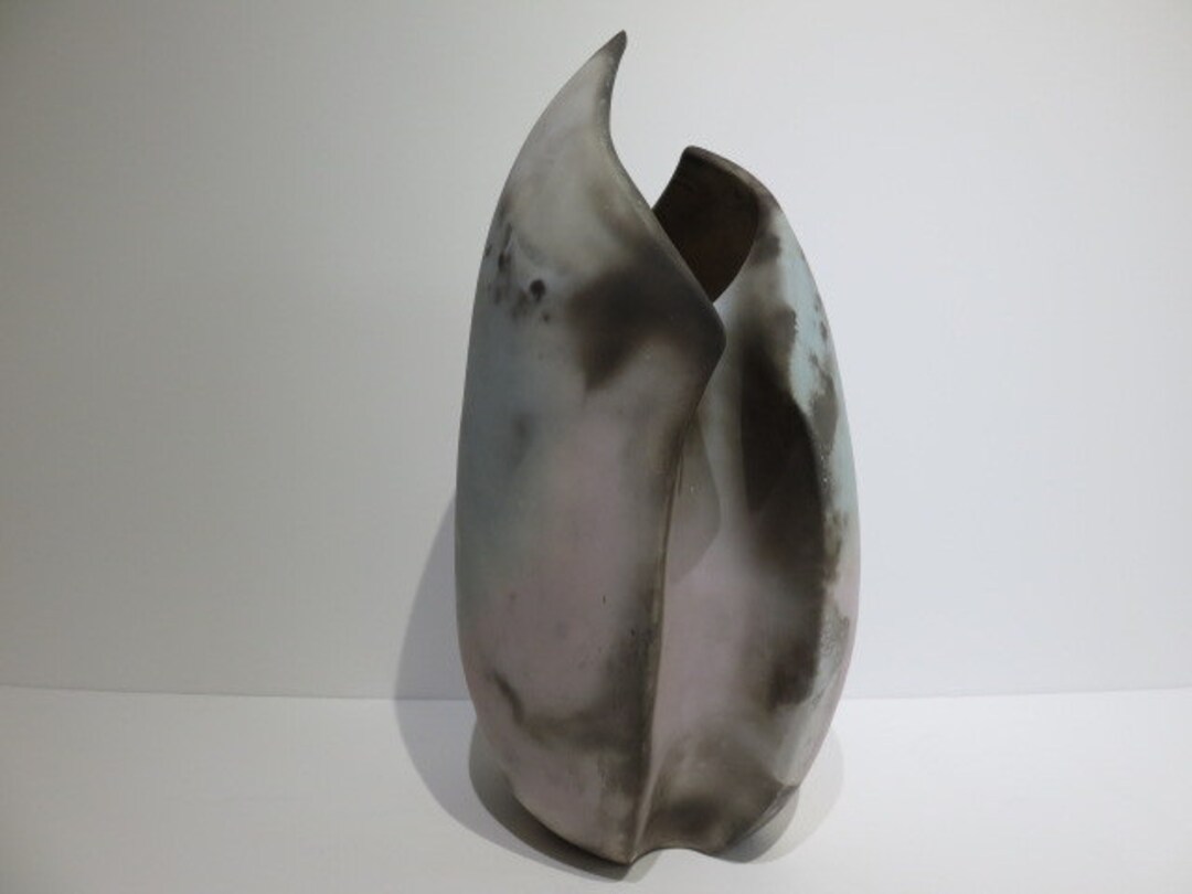 Large Vessel by Artist Jan Jacque Coiled Built and Pit Fired Vase Mid ...