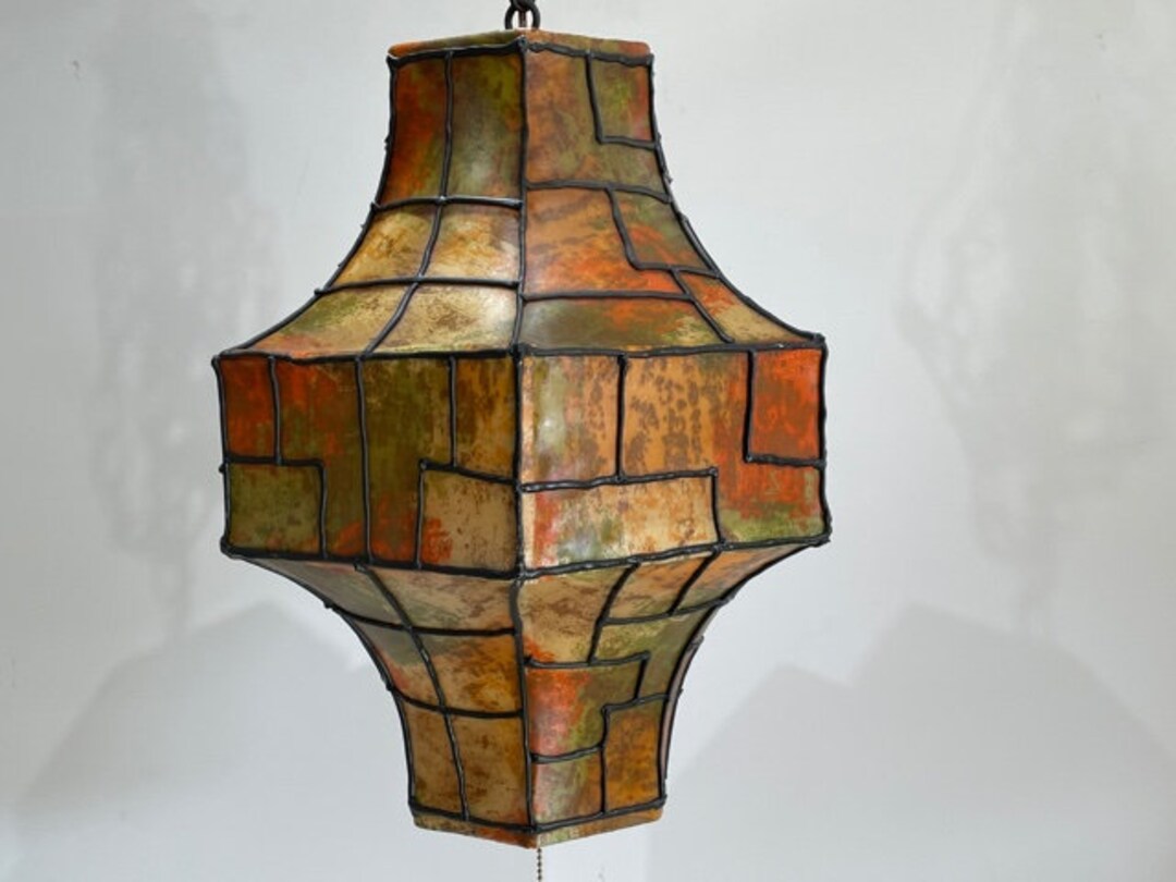 Parchment Chandelier Mid Century Modern Lighting Lambskin Shade - Etsy