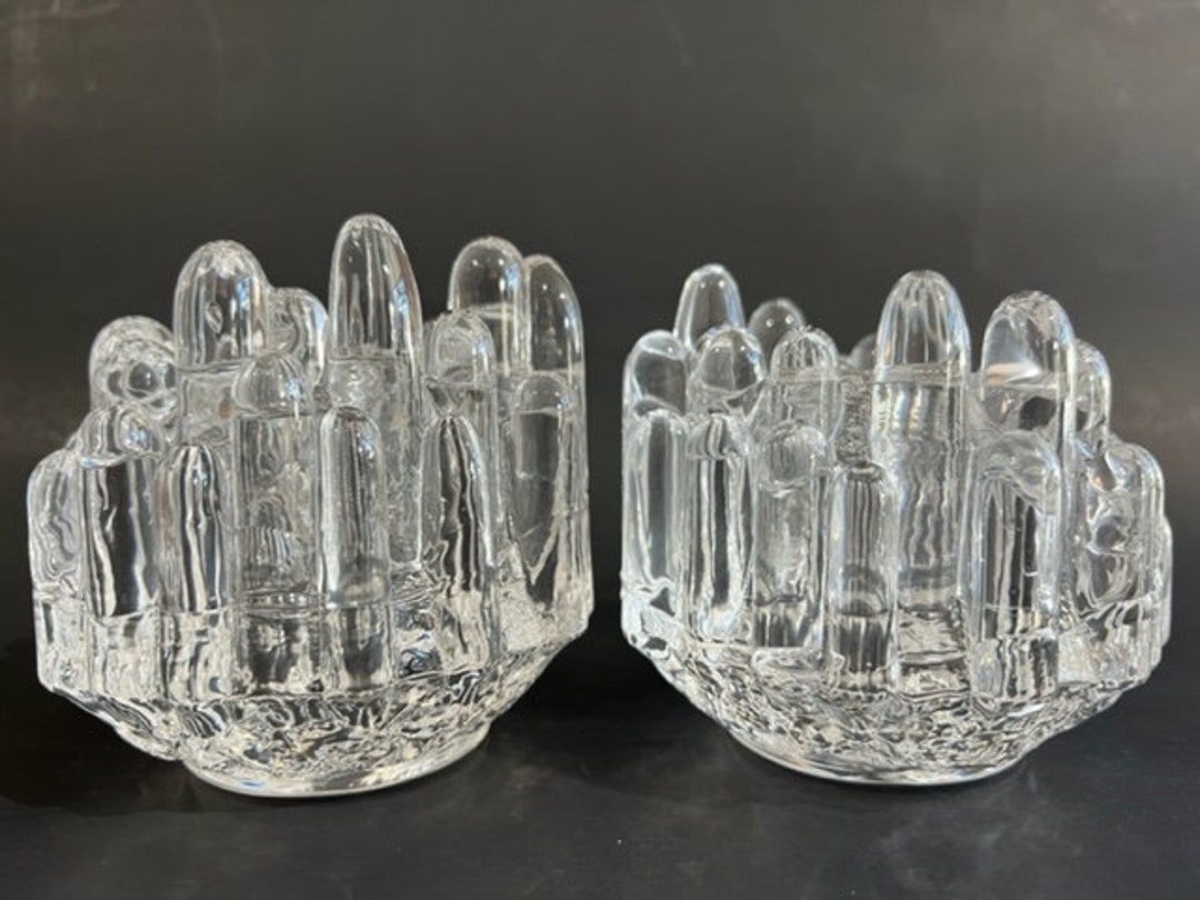 Pair of Goran Warff Polar Glass Candleholders for Costa Boda Mid ...