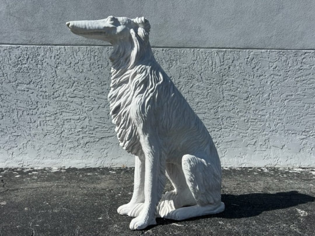 Life Size Terracotta Borzoi Russian Wolfhound Sculpture Mid Century ...