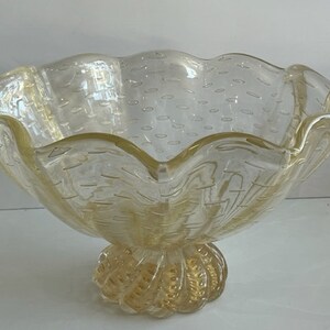 Large Murano Compote Glass Punch Bowl Mid Century Modern Venetian Glass ...