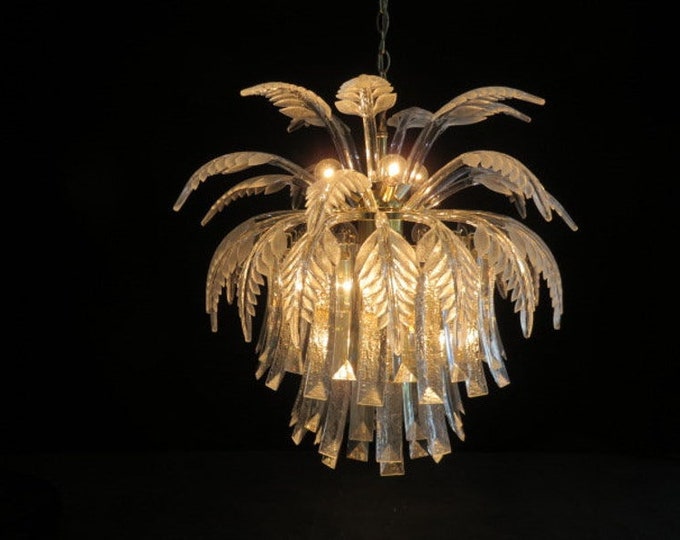 Lucite Palm Frond Chandelier Mid Century Modern Coastal Palm Tree ...